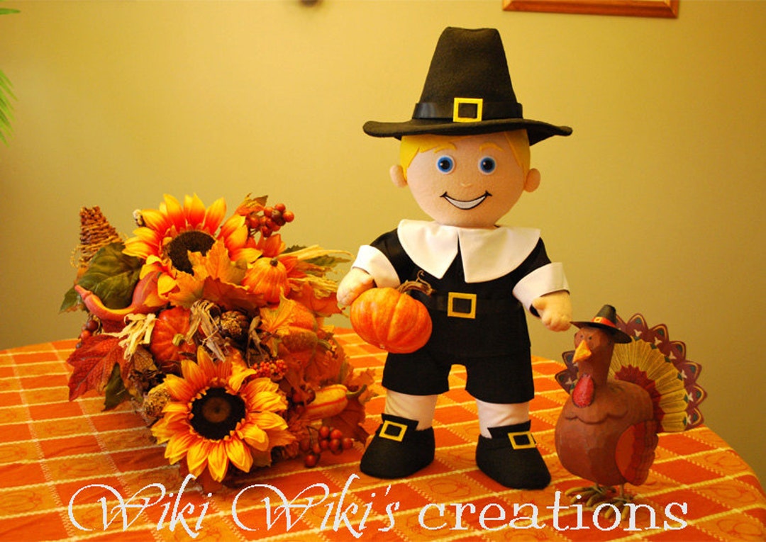 Plush Pilgrim Boy Doll, Pilgrim, Felt Doll, Fabric Doll, Thanksgiving ...