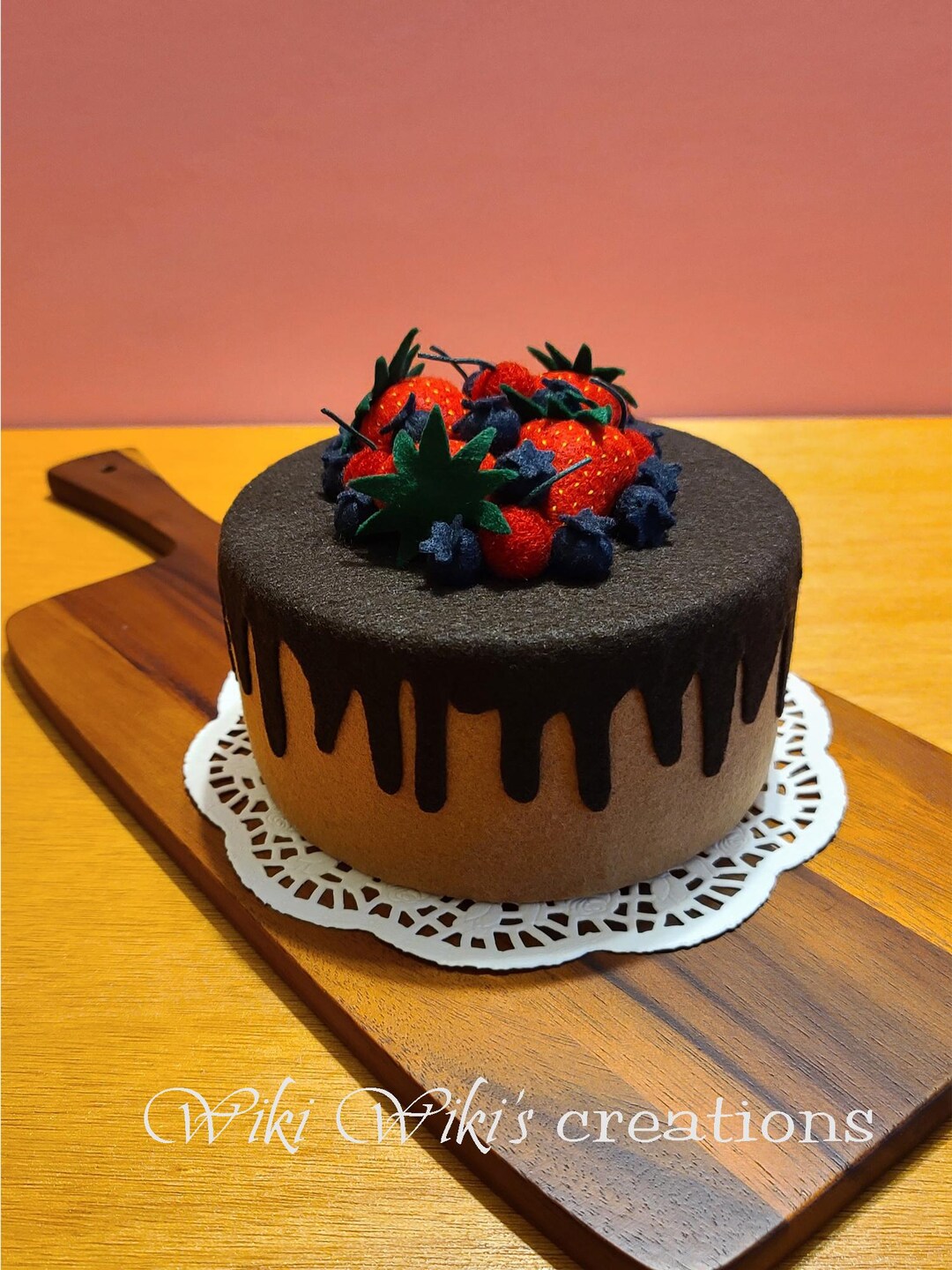 Felt Food Chocolate and Berries Cake, Felt Cake, Felt Food, Food Prop ...