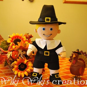 Plush Pilgrim Boy Doll, Pilgrim, Felt Doll, Fabric Doll, Thanksgiving ...