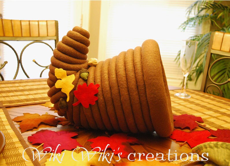 Felt Cornucopia Basket fall centerpiece thanksgiving | Etsy