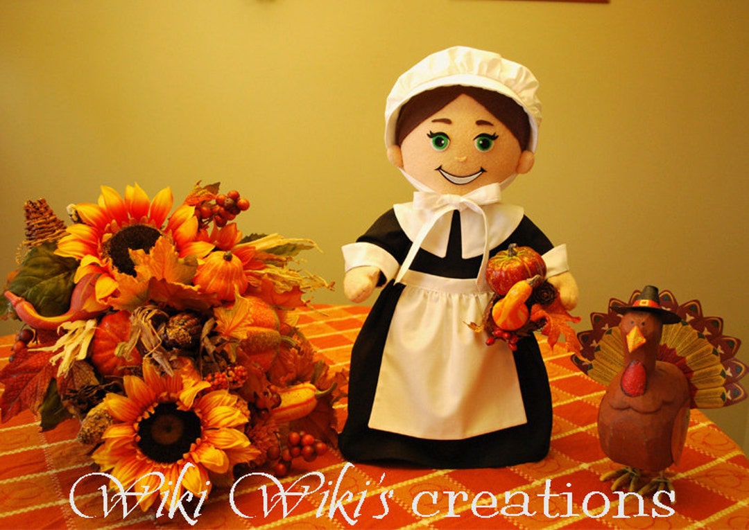 Plush Pilgrim Girl Doll, Pilgrim, Felt Pilgrim, Felt Doll, Fabric Doll ...
