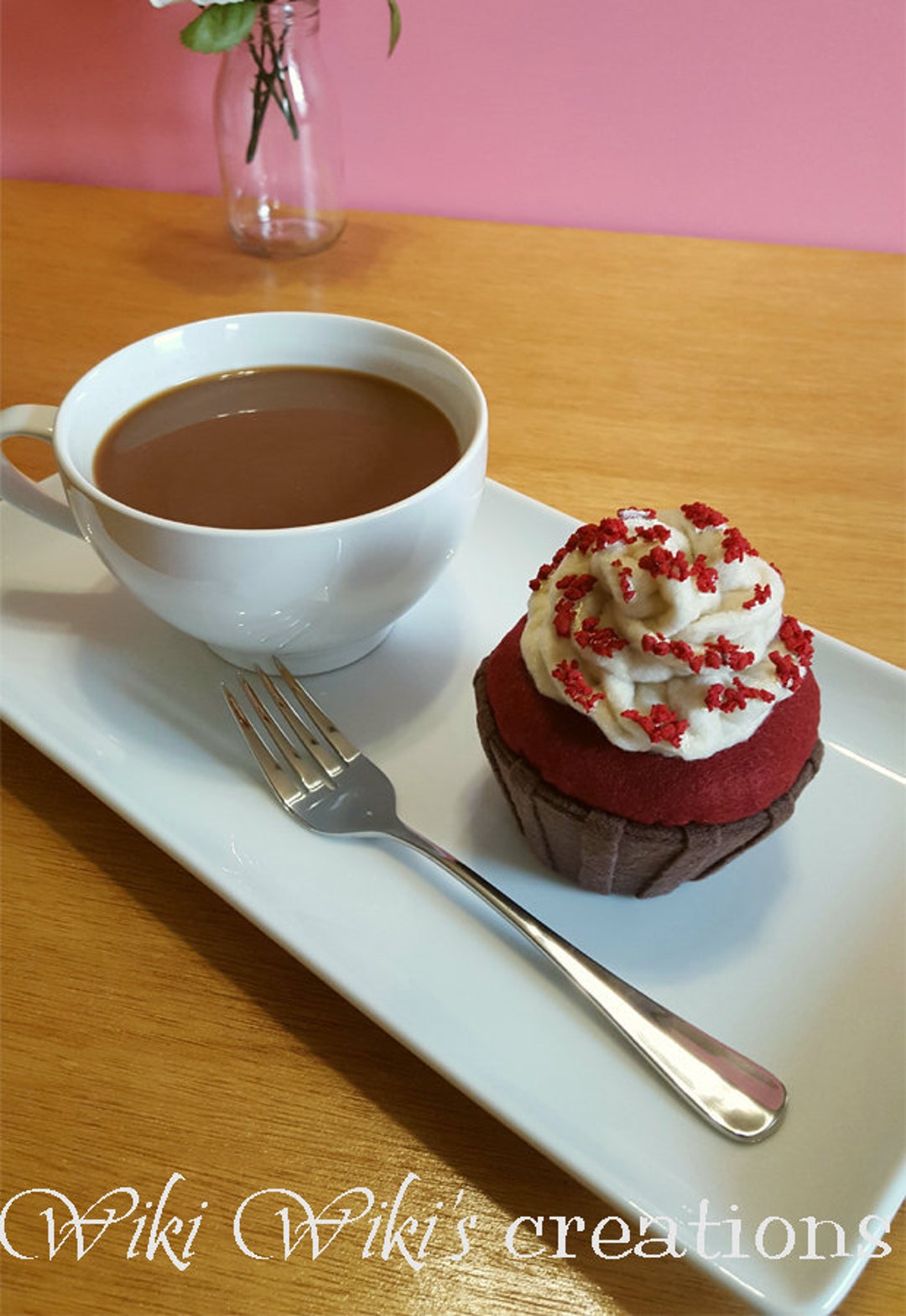 Felt Food Red Velvet Cupcake, Felt Cupcake, Fake Cupcake, Felt Play ...