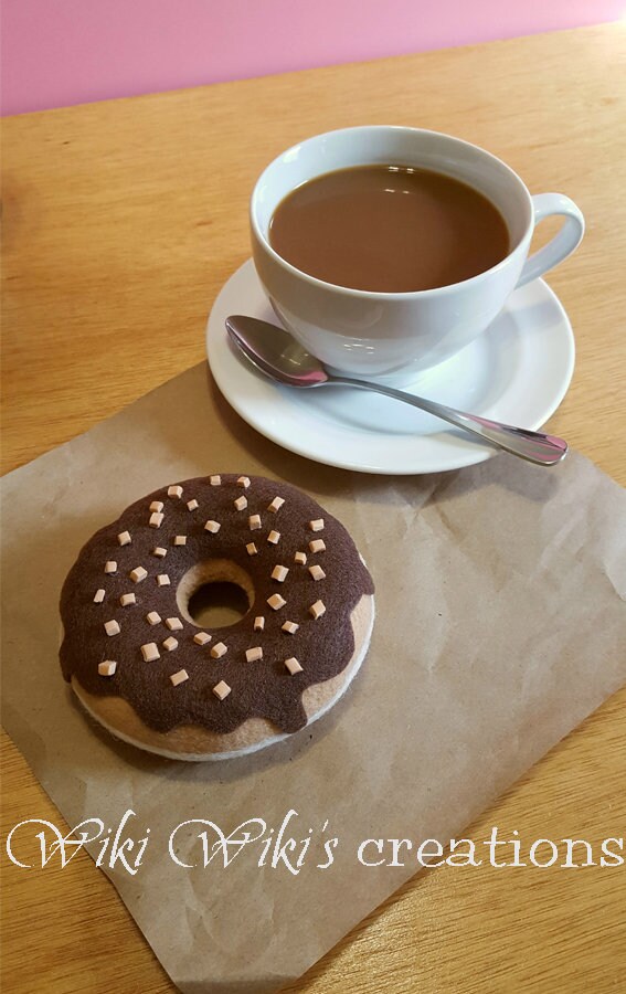Felt Food Chocolate Frosted Donut With Nuts Felt Donut Fake - Etsy