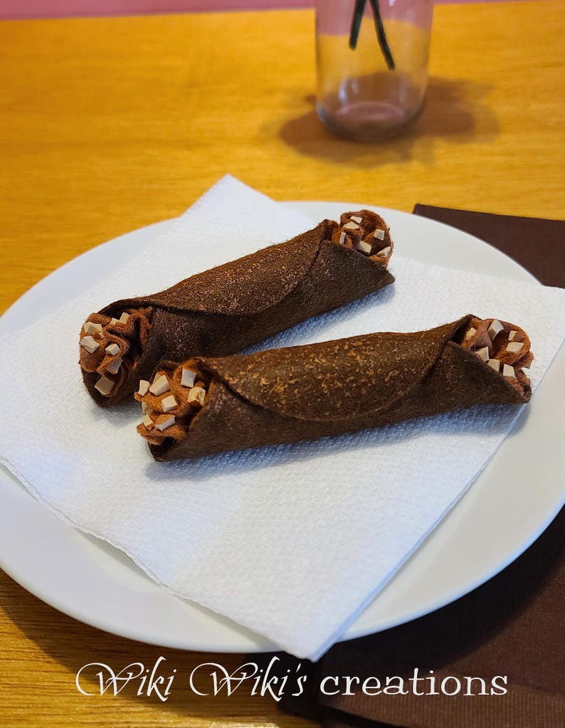 Felt Food Hazelnut Cannoli- (2) Pack, Fake Cannoli, Felt Play Food ...
