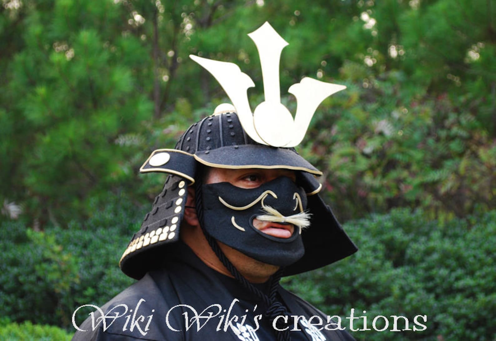 Handmade Black Gold Felt Samurai Helmet, Japanese Warrior Armor, Asian ...