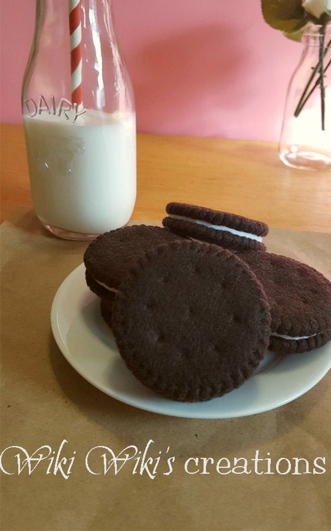 Felt Food Chocolate Sandwich Cookies- (5) Pack, Felt Cookies, Felt ...