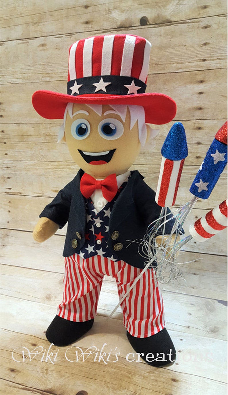 Plush Uncle Sam Doll Handmade Doll Felt Doll Holiday Mascot | Etsy
