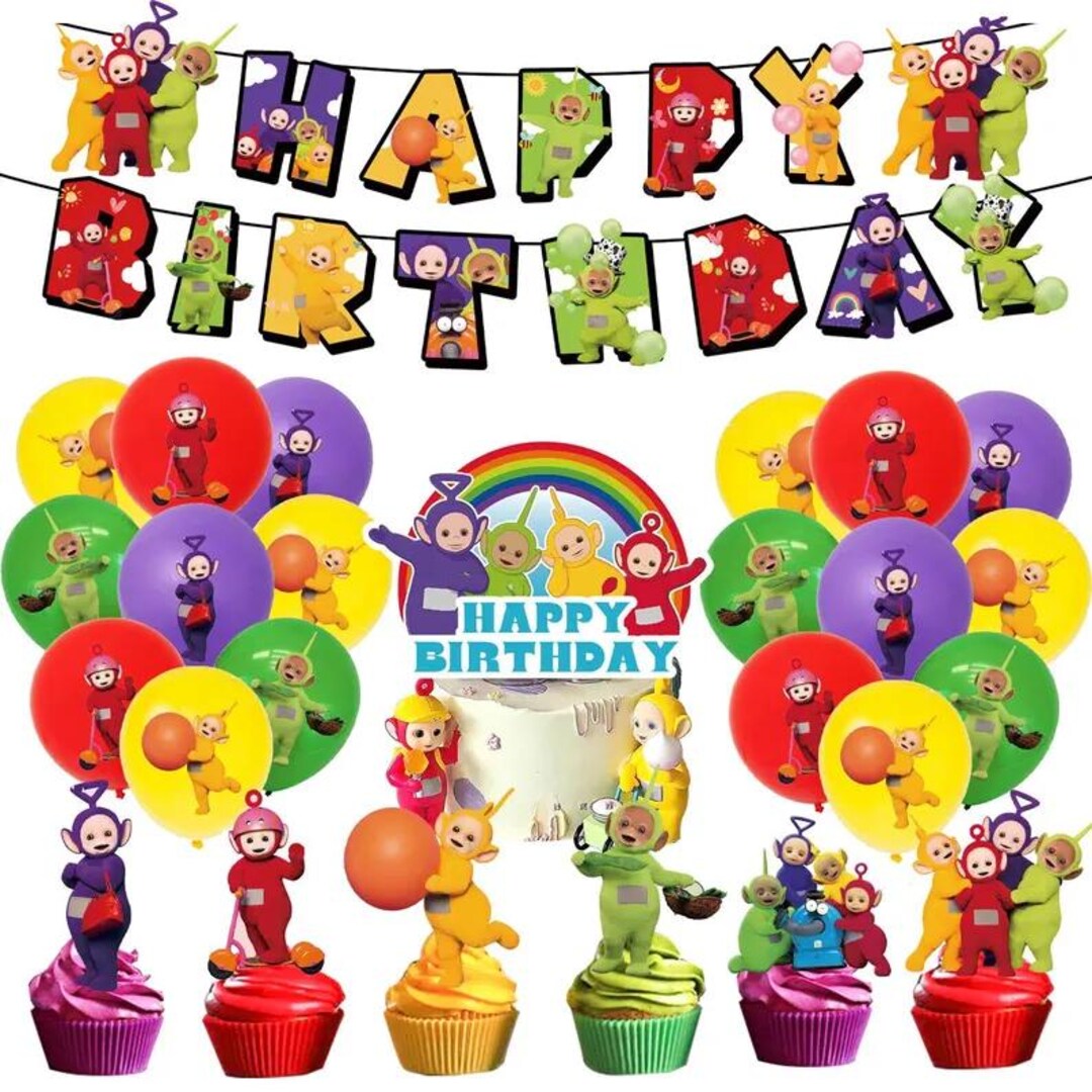 Teletubbies Birthday Party Decorations Set | Banner, Balloons, Cake ...