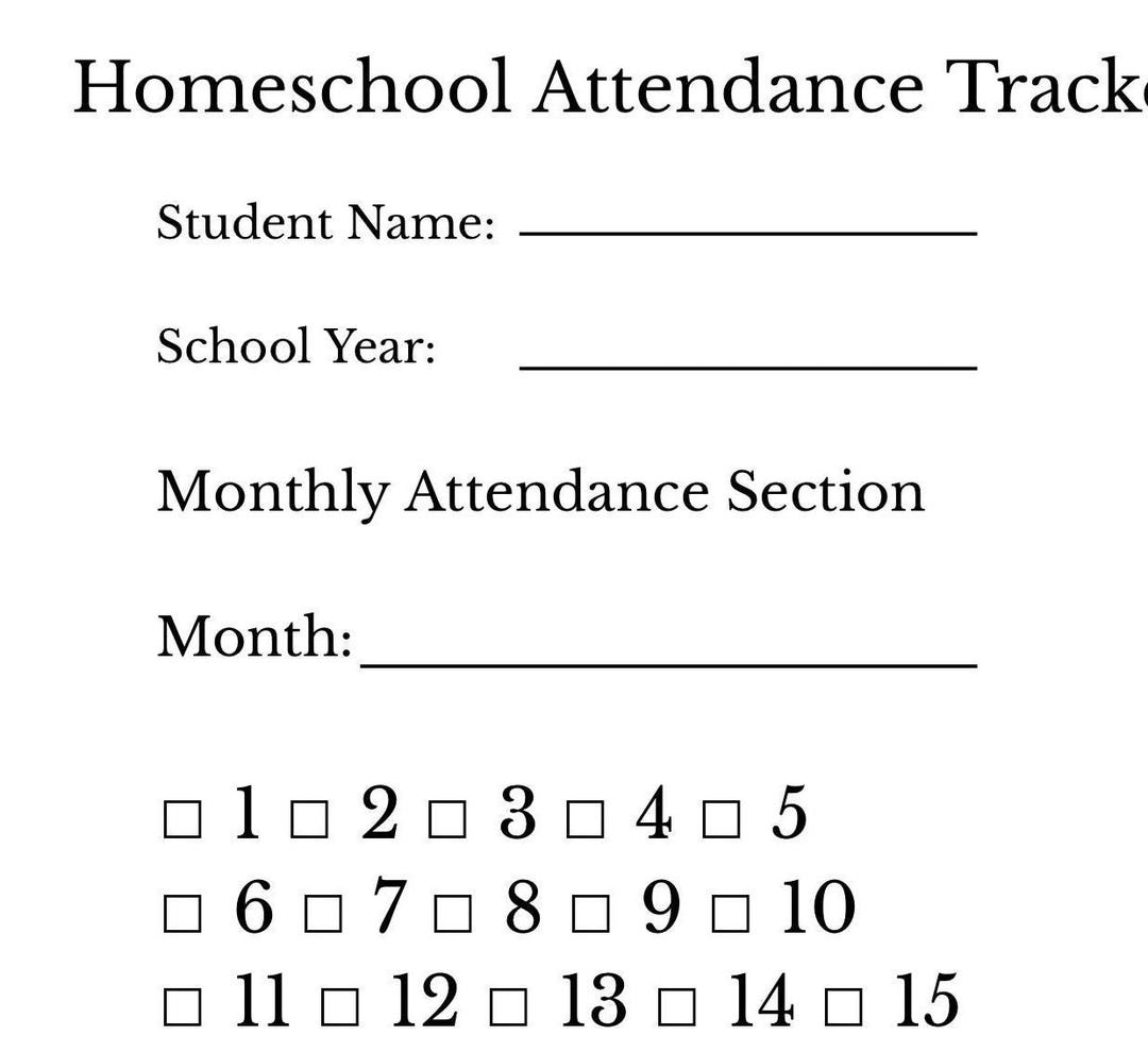 Homeschool Attendance Tracker Printable (PDF) - Etsy