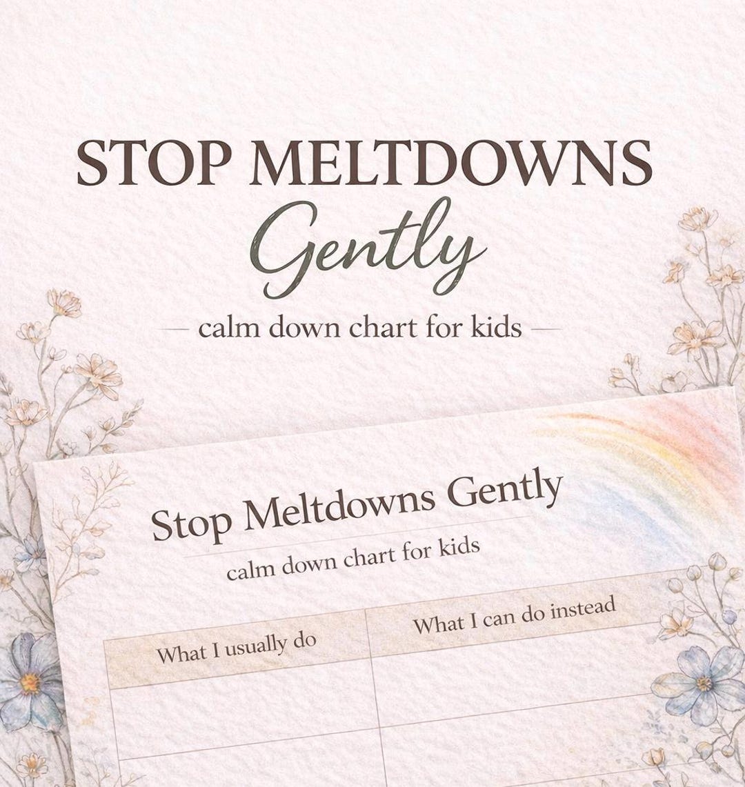 Stop Meltdowns Gently Chart for Kids, ADHD Transition Support ...