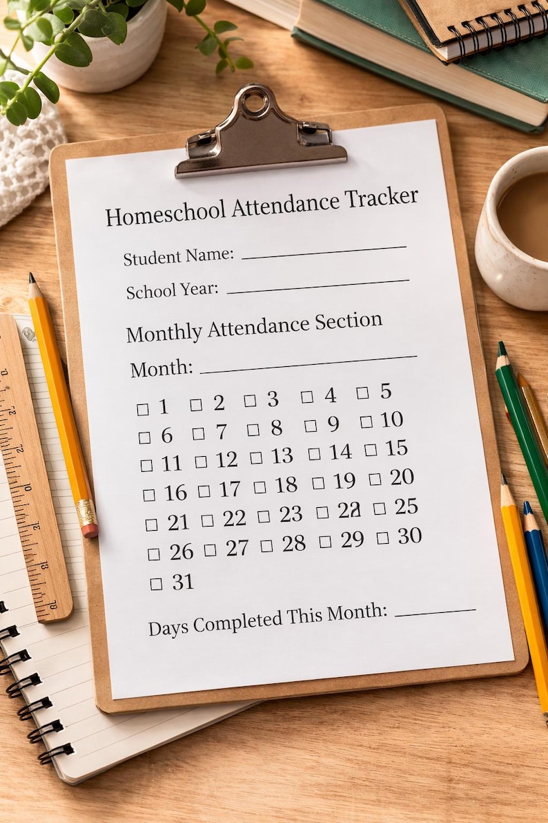 Homeschool Attendance Tracker Printable (PDF) - Etsy