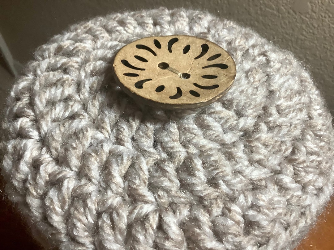 Handmade Beige Crochet Toilet Tissue Cover | Accent Button - Etsy