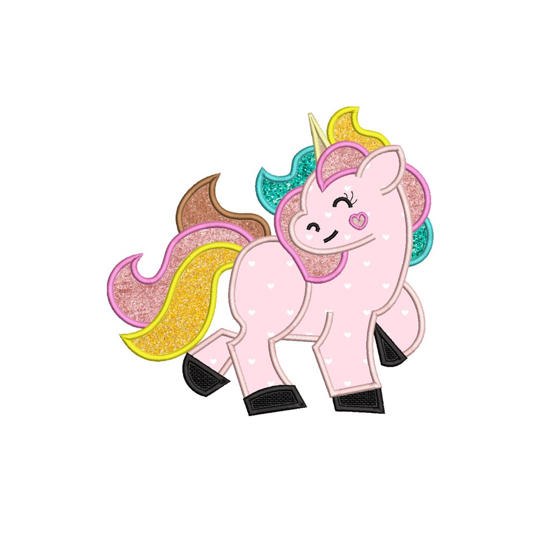 Unicorn Applique Embroidery, Rainbow Unicorn Embroidery Design ...