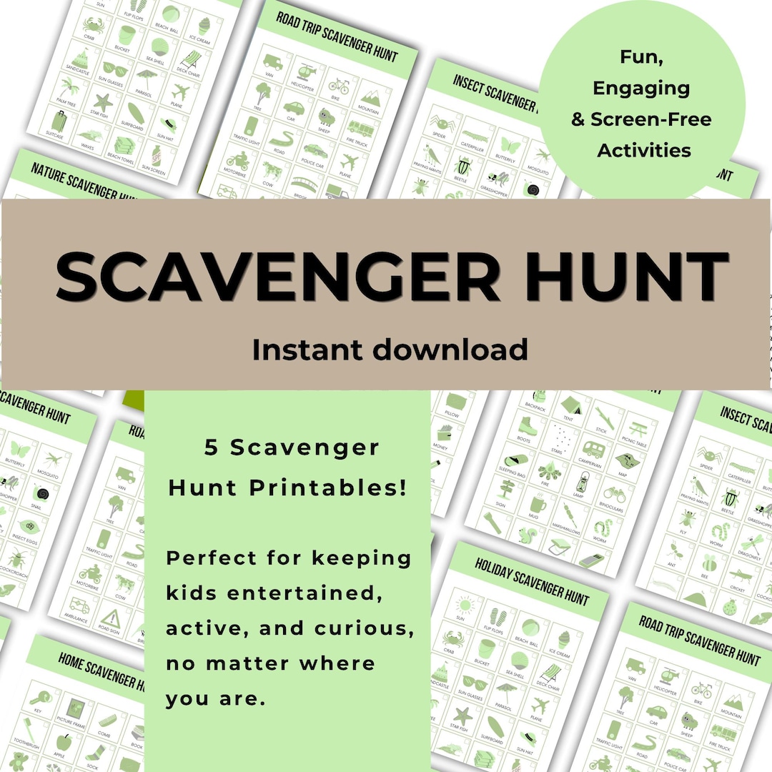 Kids Scavenger Hunt, Printable, Fun Indoor or Outdoor Activity Game ...
