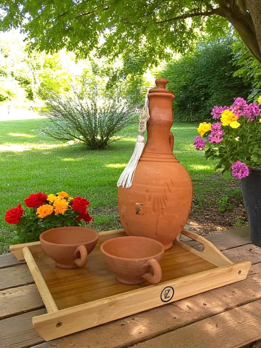 1.5L Terracotta Filter Jar – Natural Water Purifier With 2 Cups and ...