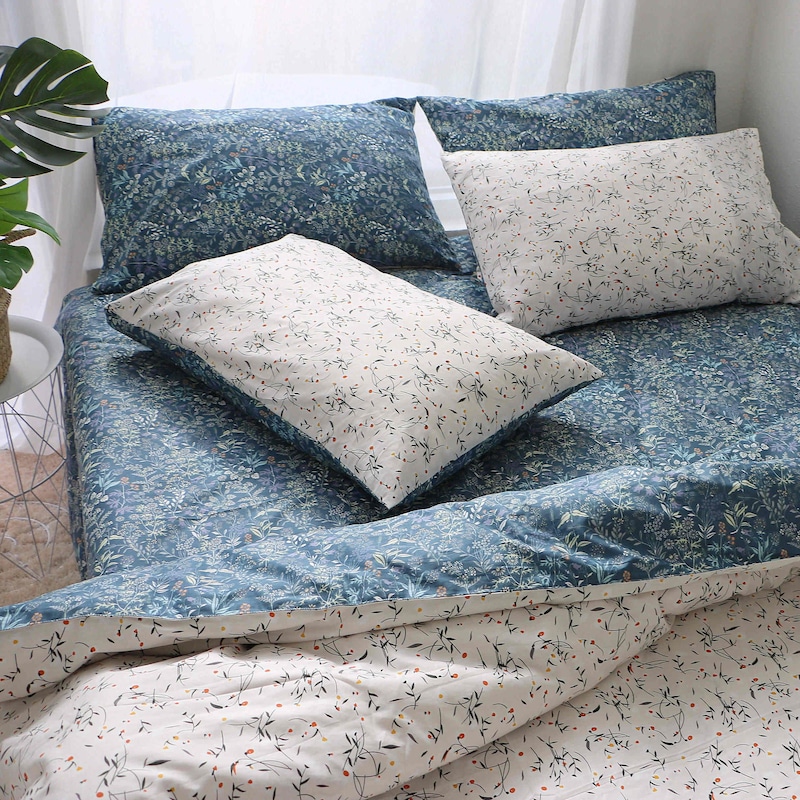 Blue/white Duvet Set - Etsy