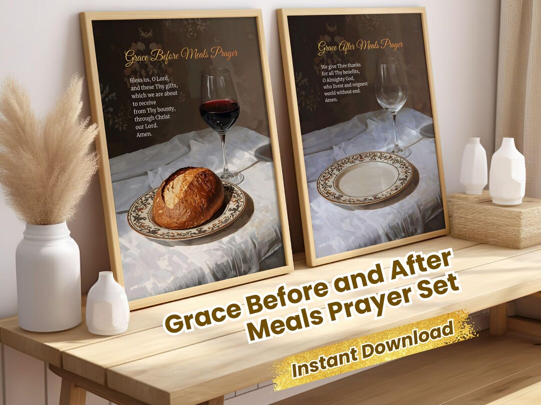 Grace Before & After Meals Prayer Set Printable | Catholic Dining Table ...