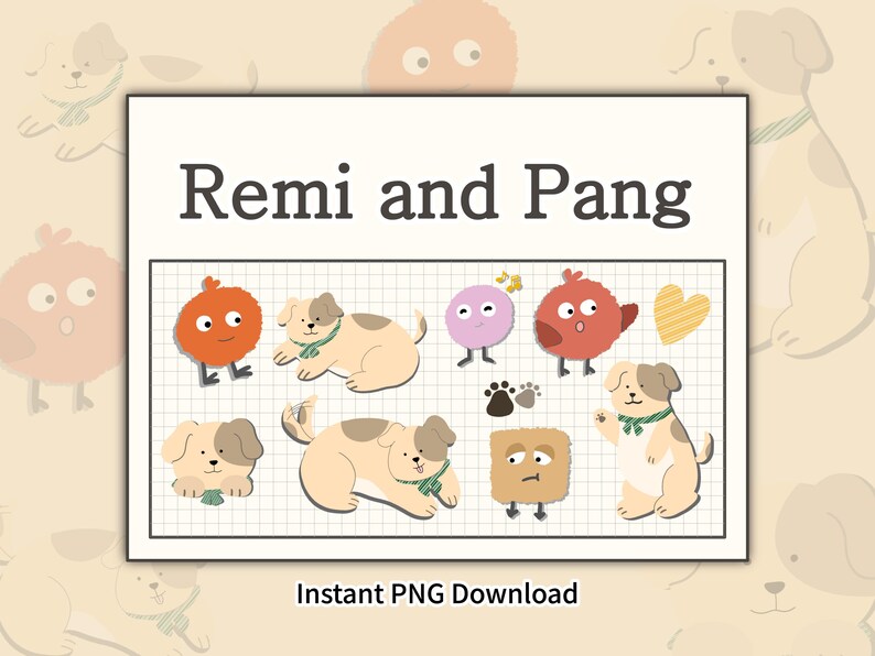 Remi & Pang Dog Bird Digital Planner Stickers (PNG Download) - Etsy