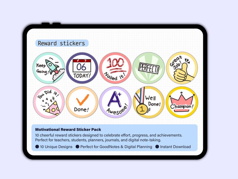 Motivational Reward Stickers | Achievement, Goodnotes, Digital Planner ...