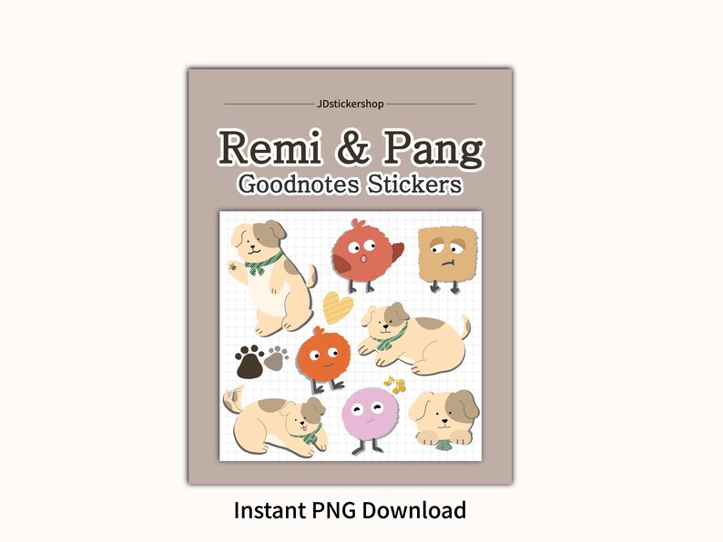 Remi & Pang Dog Bird Digital Planner Stickers (PNG Download) - Etsy