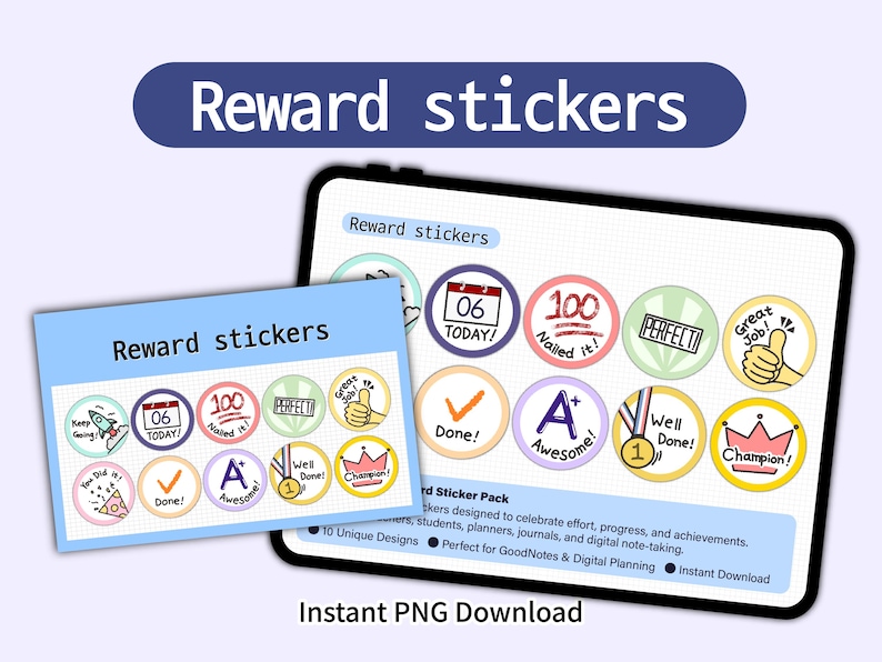 Motivational Reward Stickers | Achievement, Goodnotes, Digital Planner ...