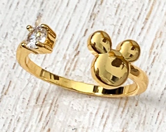 Gold Mickey Ring - Etsy