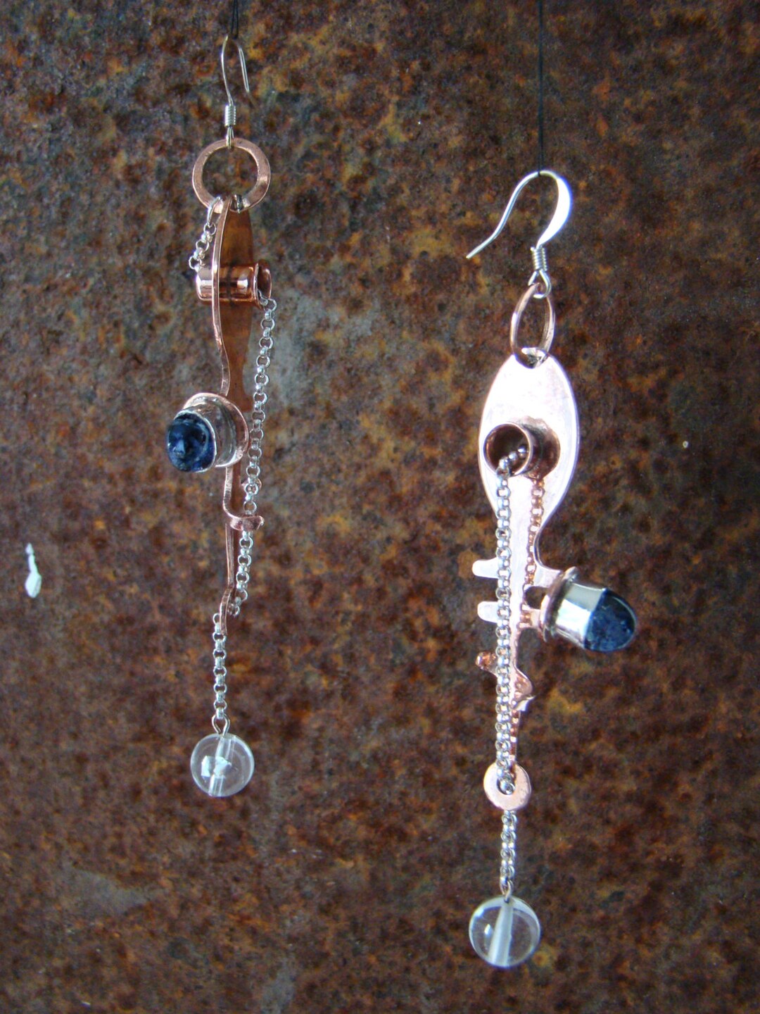 Copper Earrings - "spindles of Ananke"...handmade, One-of-a-kind ...