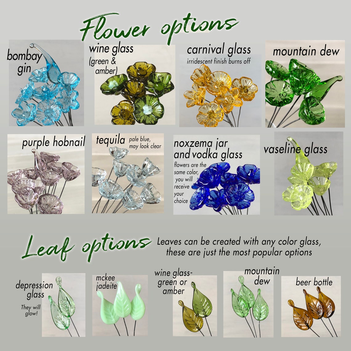 Vintage Glass Flowers No Vase Miniature Glass Flowers - Etsy