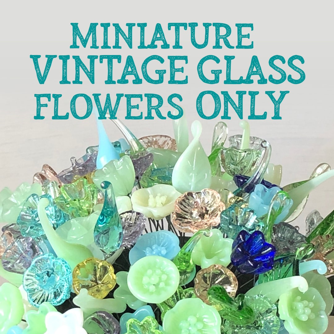 Vintage Glass Flowers, No Vase, Miniature Glass Flowers, Sold ...