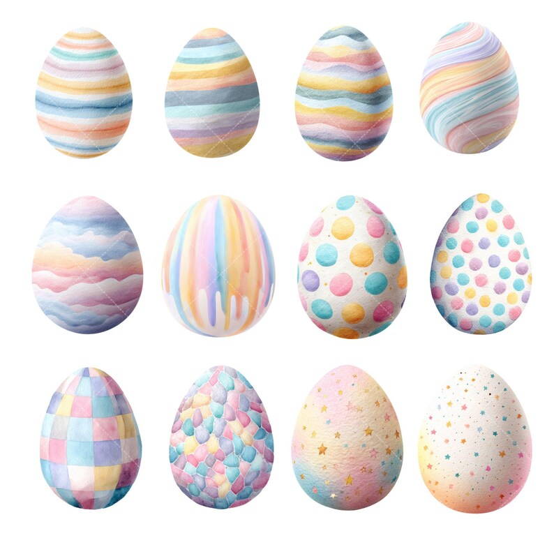 Watercolor Easter Eggs Clipart Bundle With Spring Flowers (digital ...