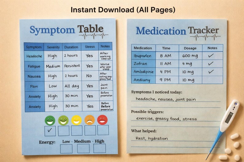 Symptom Tracker Printable | Medication Tracker & Chronic Illness ...
