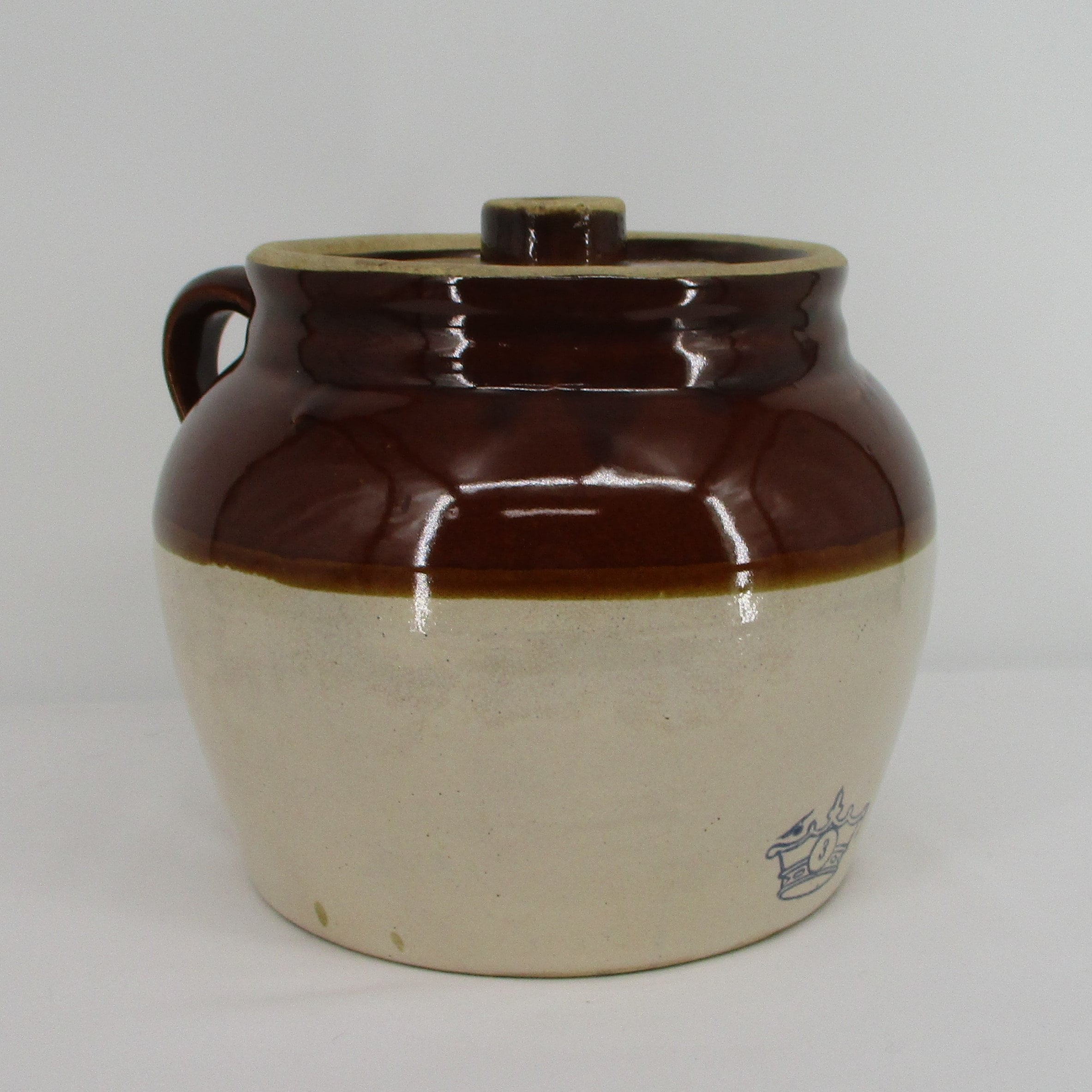 USA Lidded Boston Bean Pot Large Soup Crock 3 Crown USA Stoneware ...