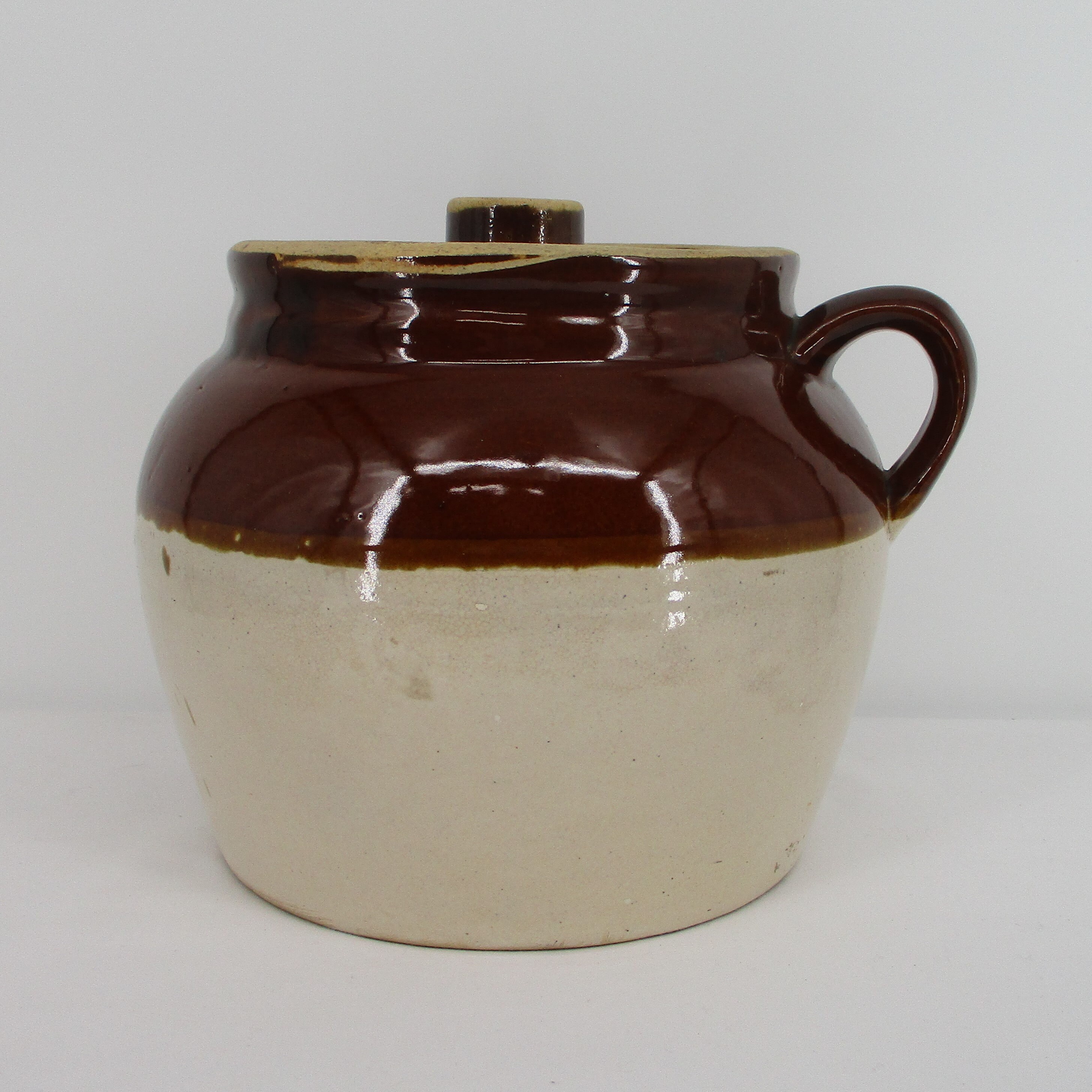 USA Lidded Boston Bean Pot Large Soup Crock 3 Crown USA Stoneware ...