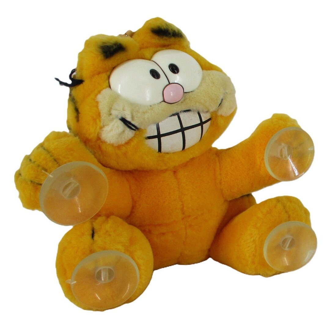 80s Vintage GARFIELD the Cat Stuck on You Hawaii Hat Plush Window Cling ...