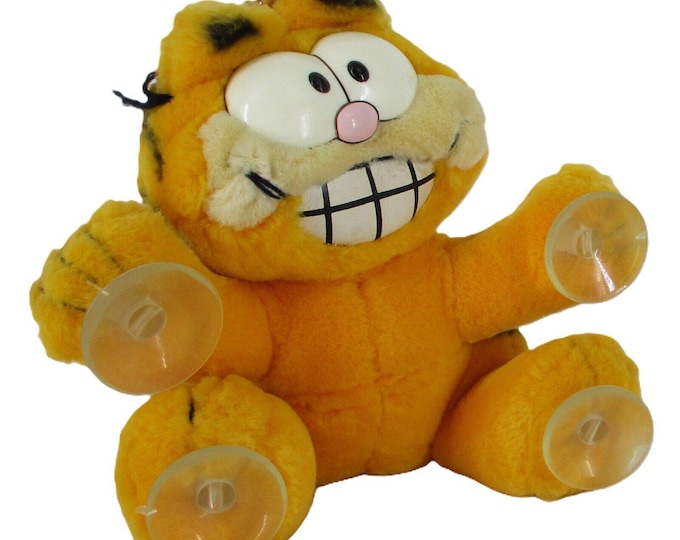 80s Vintage GARFIELD the Cat Stuck on You Hawaii Hat Plush Window Cling ...