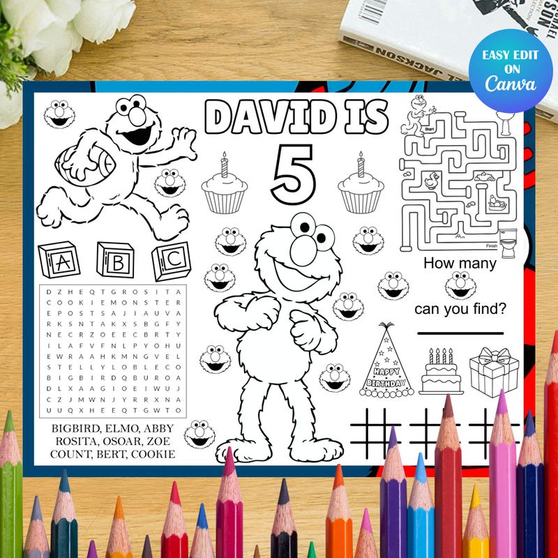 Party Favor Coloring Elmo - Etsy
