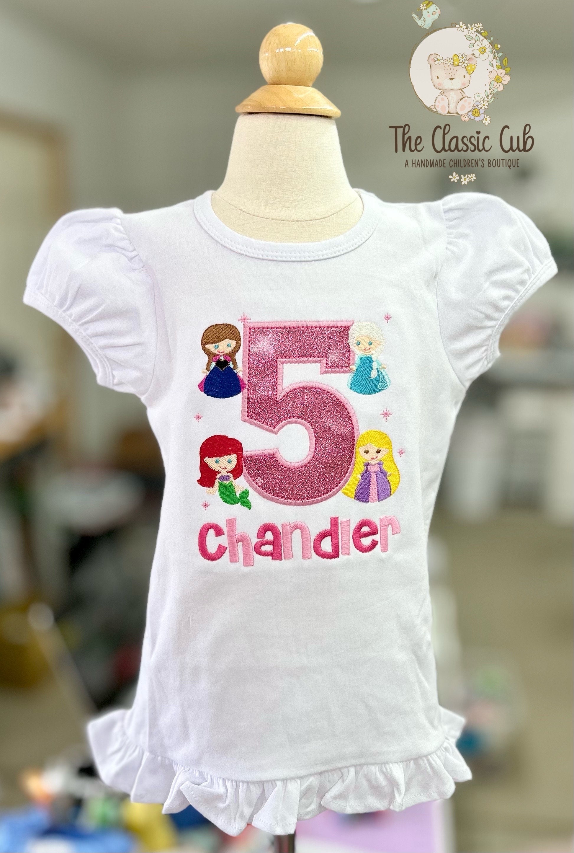 Princess Theme Birthday Shirt or Bodysuit, Princesses Birthday Shirt ...