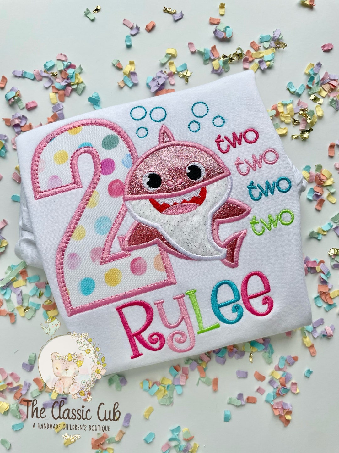 Baby Shark Two Two Theme Birthday Shirt or Bodysuit for Girls With Pink ...
