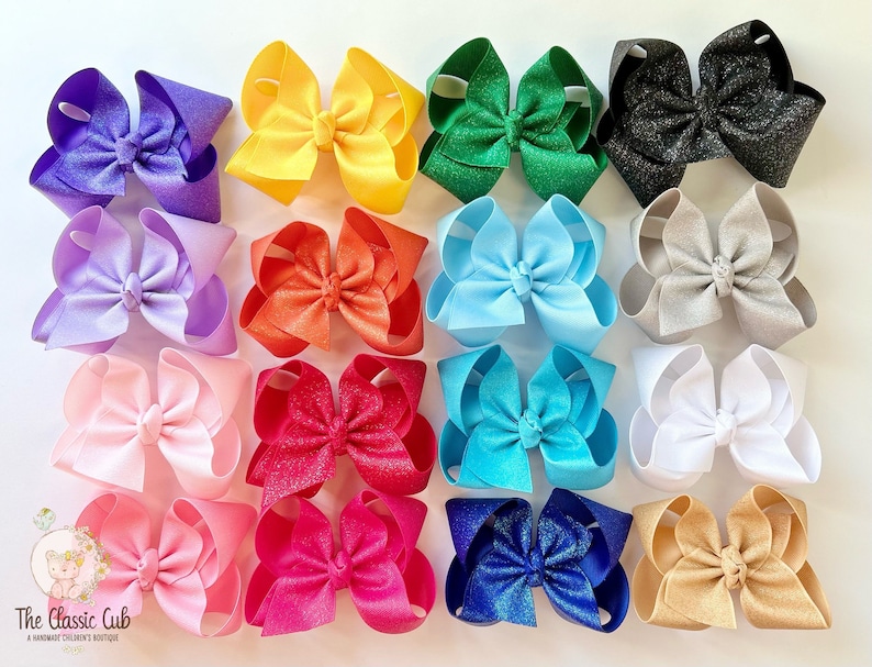 Glitter Hairbows in 16 Colors, You Pick Bundle, Boutique Hairbow Set ...