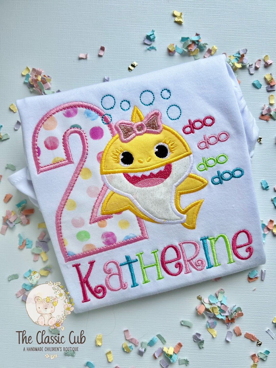 Baby Shark With Bow Theme Birthday Shirt ANY AGE - Etsy