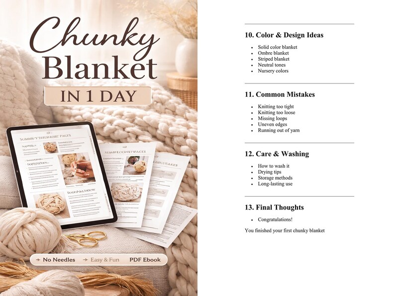 Chunky Blanket in 1 Day | Step-by-step Hand Knitting Guide for ...