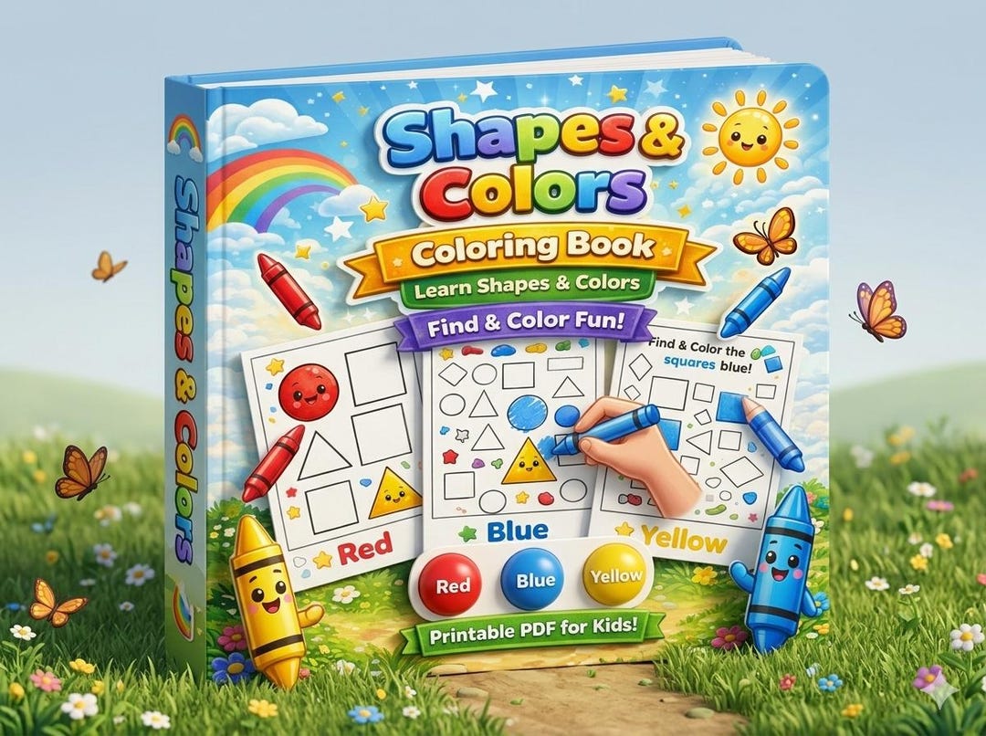 Shapes and Colors Coloring Book for Kids | Preschool Activity PDF - Etsy