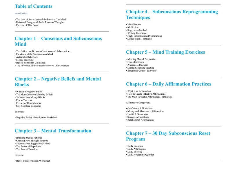 Subconscious Mind Reset Workbook | Manifestation Journal, Affirmations ...