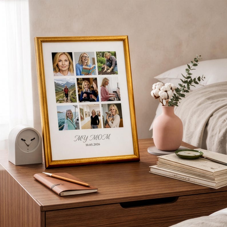 9 Photo Collage Frame, Custom Picture Gift, Personalized Photo Grid ...