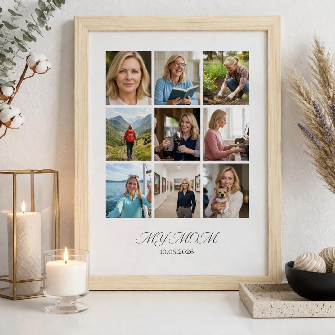 9 Photo Collage Frame, Custom Picture Gift, Personalized Photo Grid ...