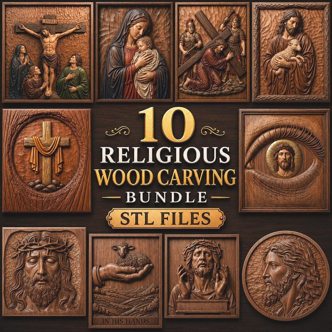 10 Religious Wood Carving STL Files | Christian Jesus Wall Art Bundle ...