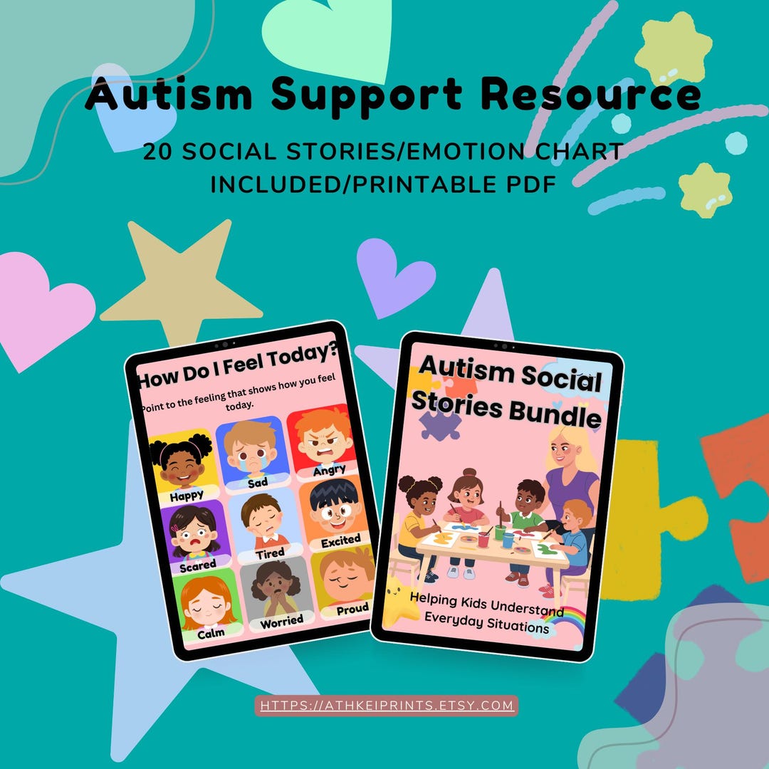Autism Social Stories Bundle | Feelings Chart, Worksheets (printable ...