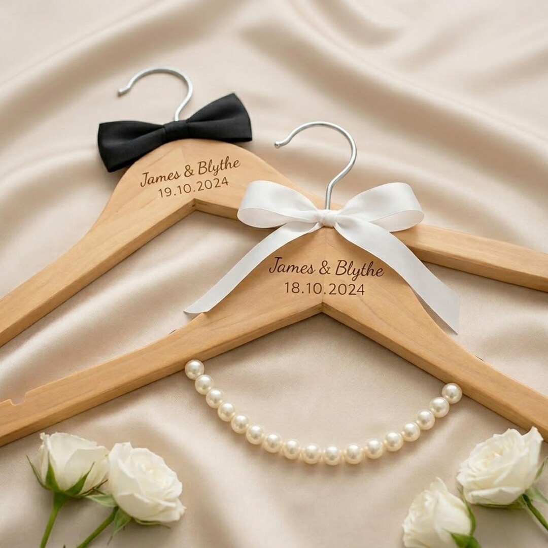 Personalized Wedding Hanger, Custom Engraved Solid Wood Bridal Dress ...