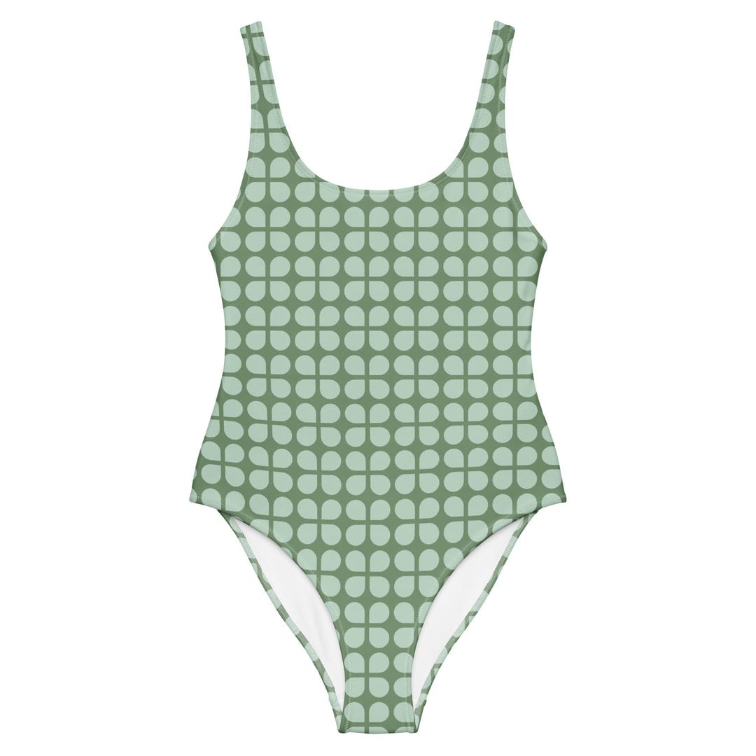 Sea Glass Swimsuit | Green Geometric Swimsuit | Retro Style Swimwear ...