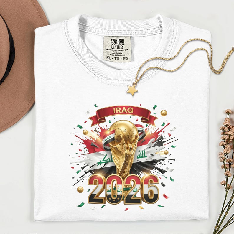 Iraq 2026 Soccer Shirt, Iraqi Flag Football Tee, Comfort Colors Garment ...